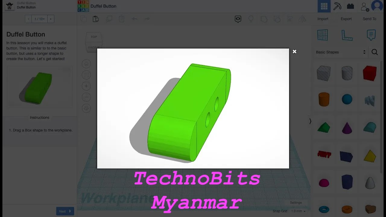 Duffel Button in Tinkercad - YouTube
