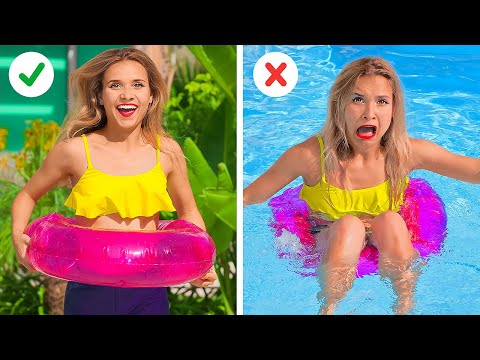 IDEAS PARA TU PRÓXIMO VIAJE A LA PLAYA | Trucos de RICO vs. POBRE que debes probar por 123GO! SCHOOL