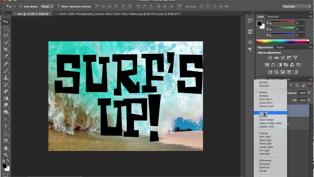 photoshop tutorial - using text reveal an image using blendmode - YouTube