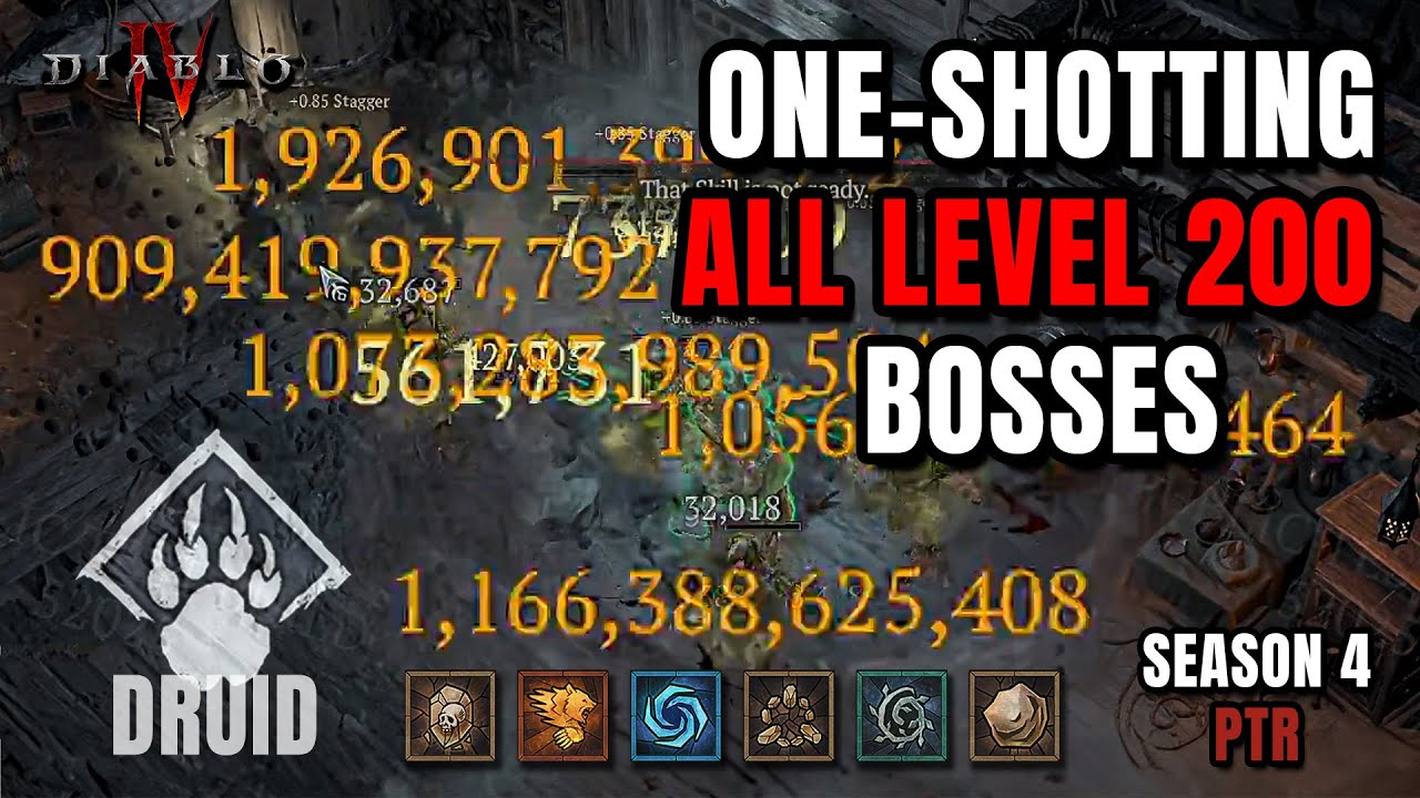 ONE-SHOTTING ALL LEVEL 200 BOSSES! Hurricane Boulder Druid Diablo 4 ...