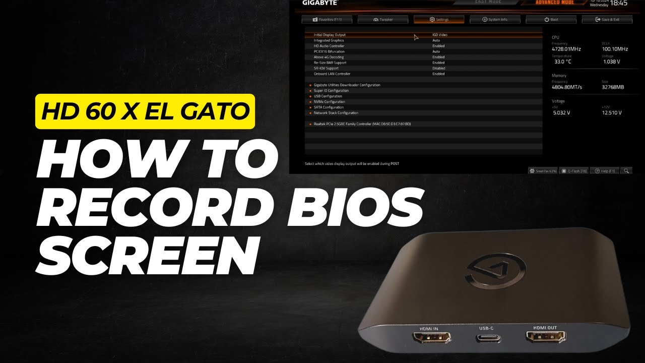 How to record BIOS screen using HD 60 X El Gato - YouTube