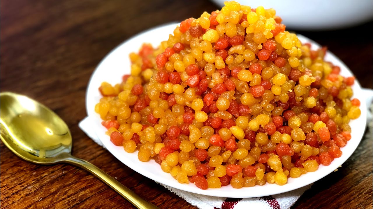 Boondi Recipe | Misti Bonde Recipe with English subtitle | Sweet Boondi ...