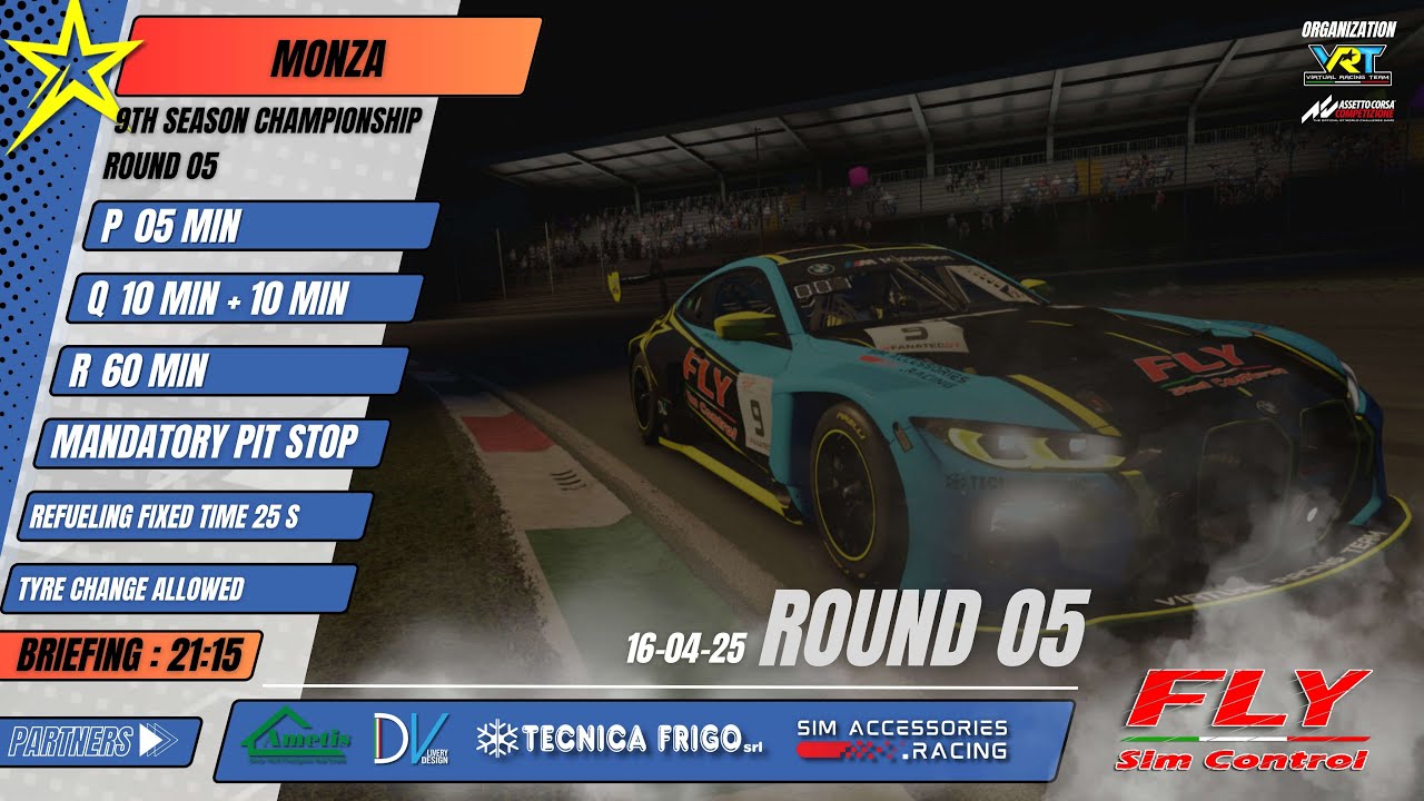VRT 9TH SEASON CHAMPIONSHIP By FLY SIM CONTROL ROUND 5 MONZA - YouTube