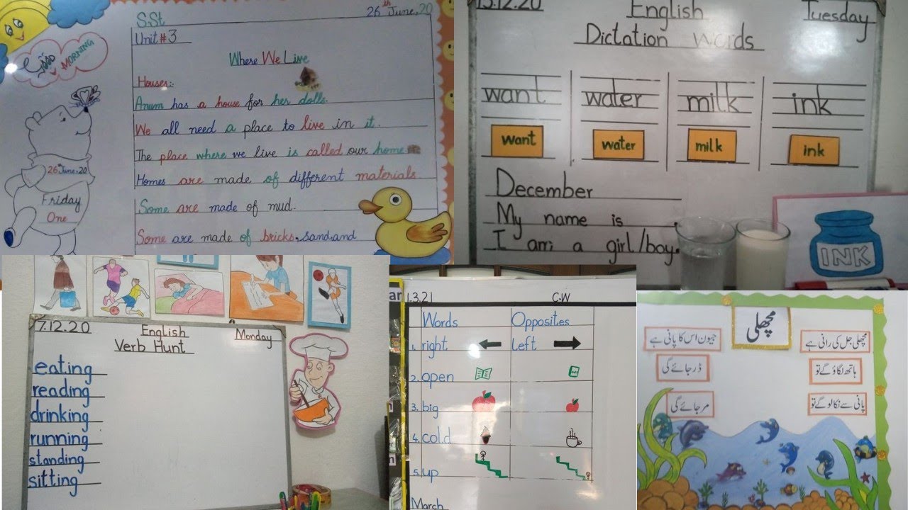 Preschool White board decoration/Class board prepared ideas/White board ...