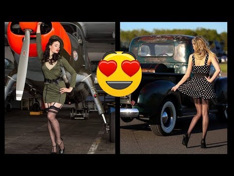 Sexy Women with Retro Nylon Seamed Stockings and High Heels