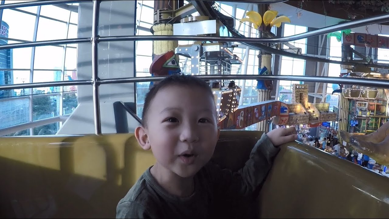 Riding flying cart at the arcade - YouTube