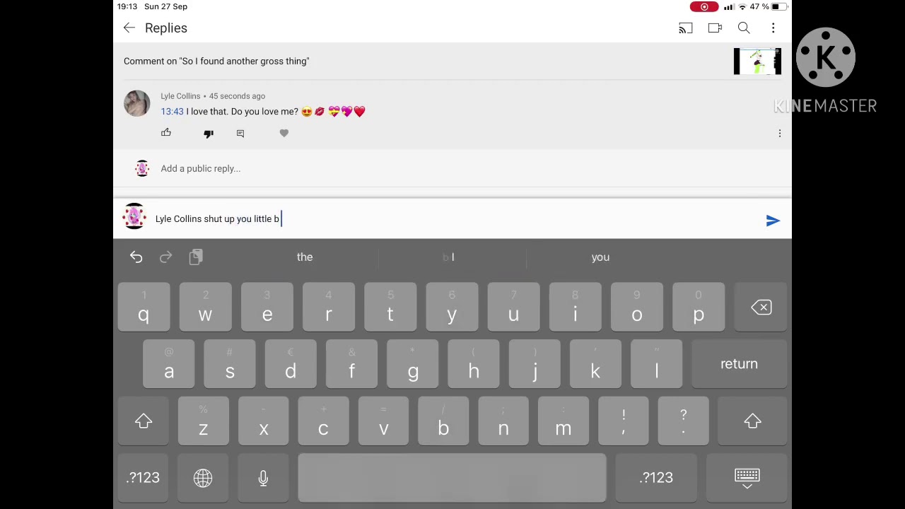 So I found an inappropriate bot and replied this to her - YouTube