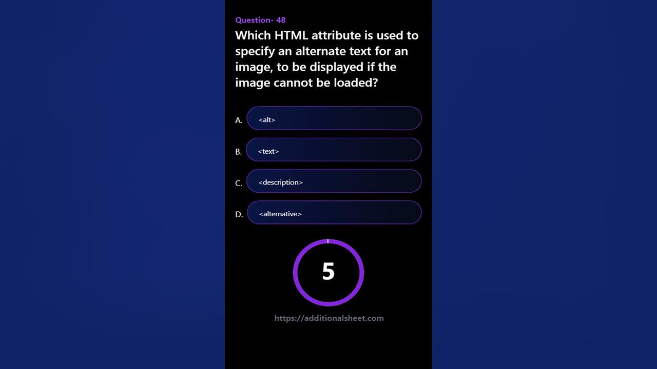 Which HTML attribute is used to specify an alternate text for an image to be displayed if the ...