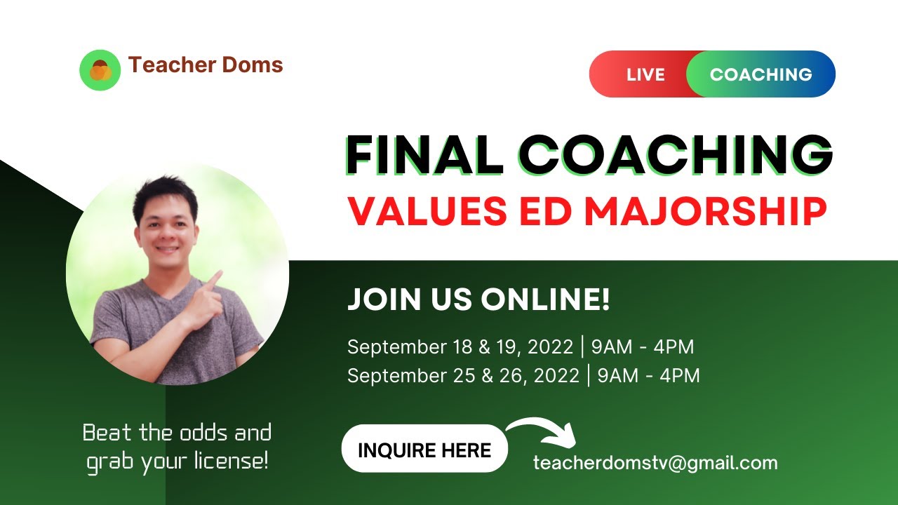 Final Coaching Values Ed Majorship | Final Coaching for LET | Values Education Major - YouTube