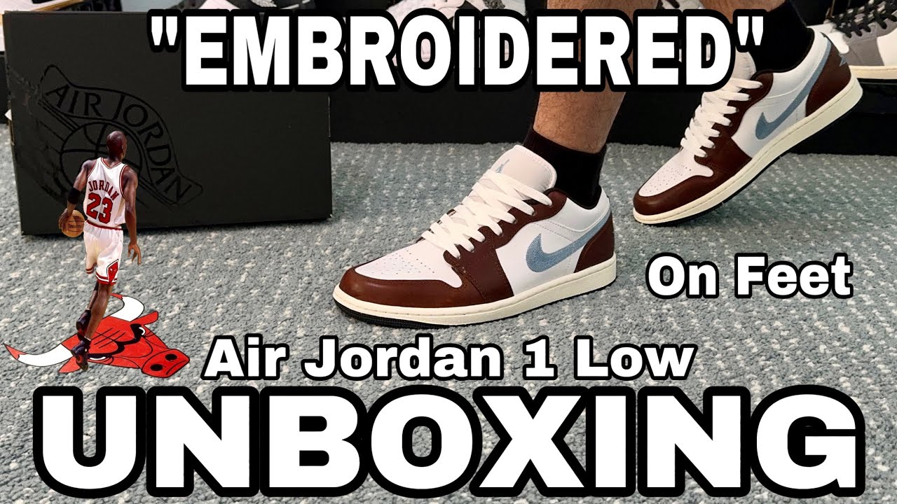 UNBOXING SPECIIAL EDITION AIR JORDAN 1 LOW EMBROIDERED SWOOSHES / ON ...