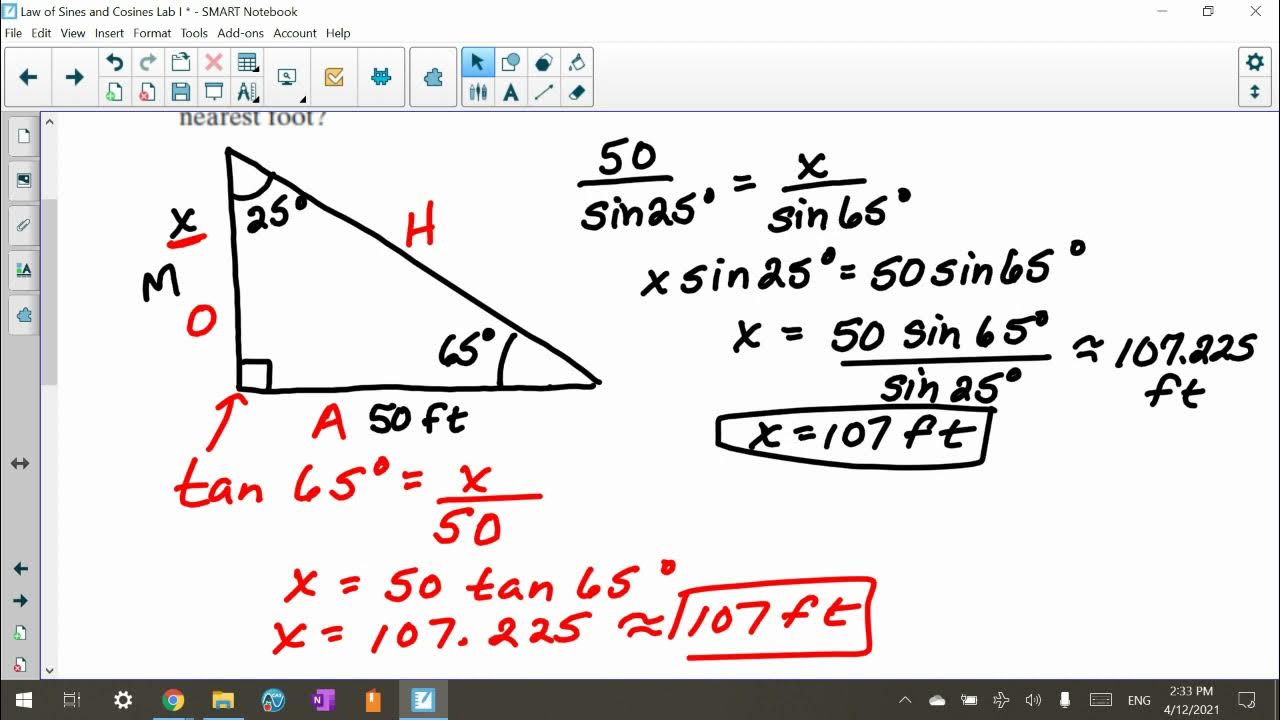 PreCalculus Law of Sines & Cosines Lab I #24 & #25 - YouTube