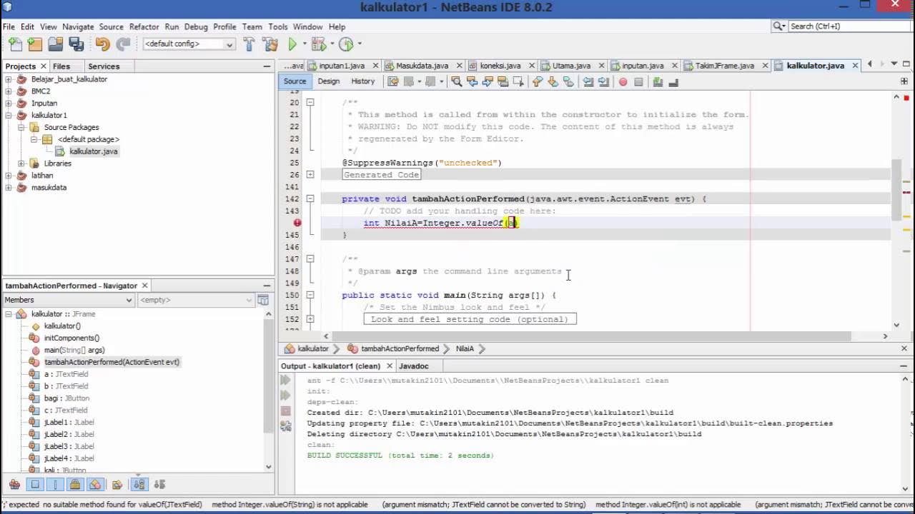 tutorial cara membuat kalkulator di netbeans java - YouTube