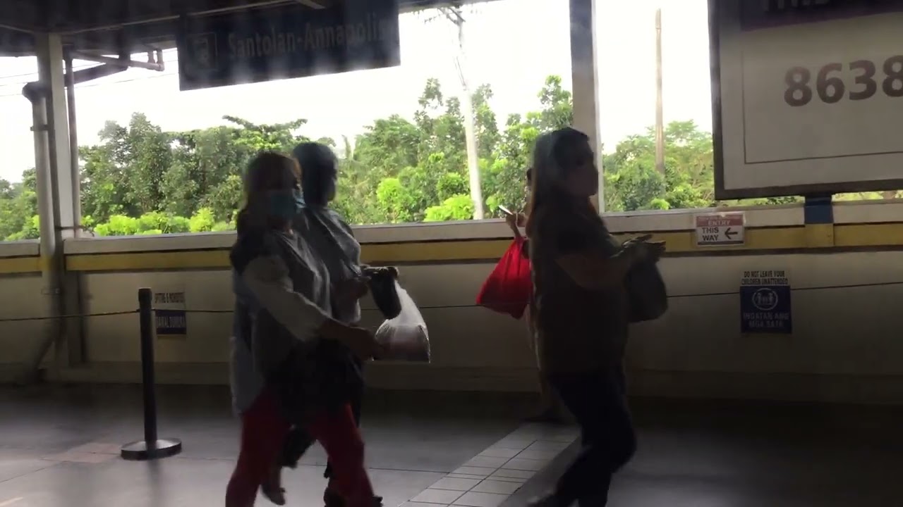 Riding an MRT from Ortigas to Cubao Station, view from the train, gala ...