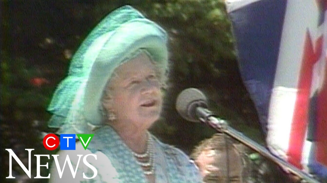 1985: Queen Mother gets warm welcome during visit to Regina - YouTube