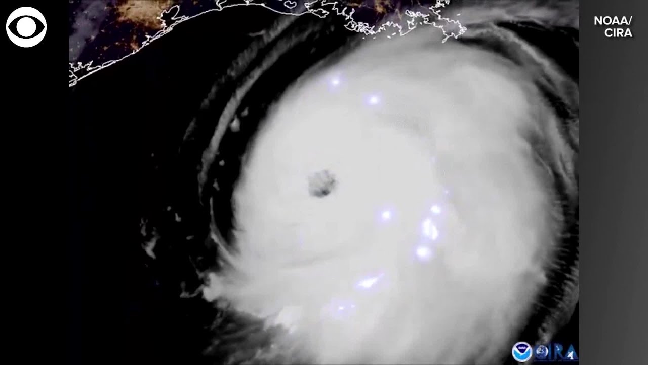 WEB EXTRA: Hurricane Laura Lightning Seen From Satellite - YouTube