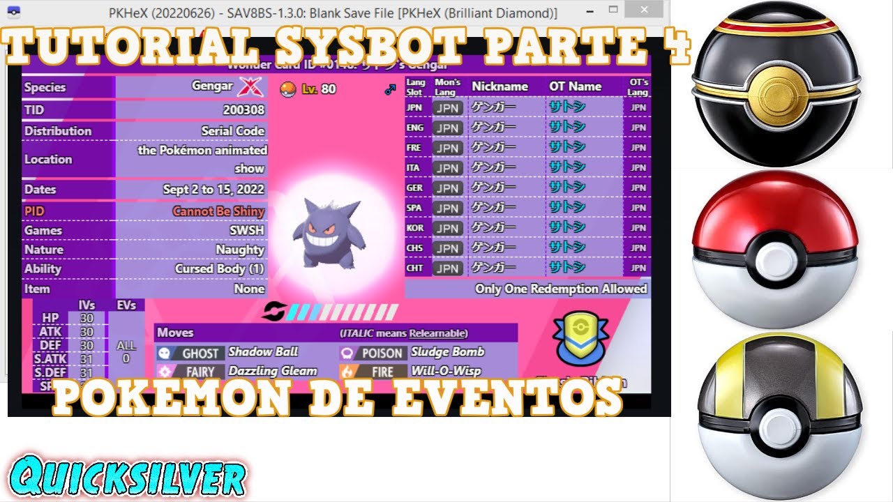 SYSBOT PARA JUEGOS POKEMON 8a GENERACION PARTE 4:POKEMON DE EVENTOS ...