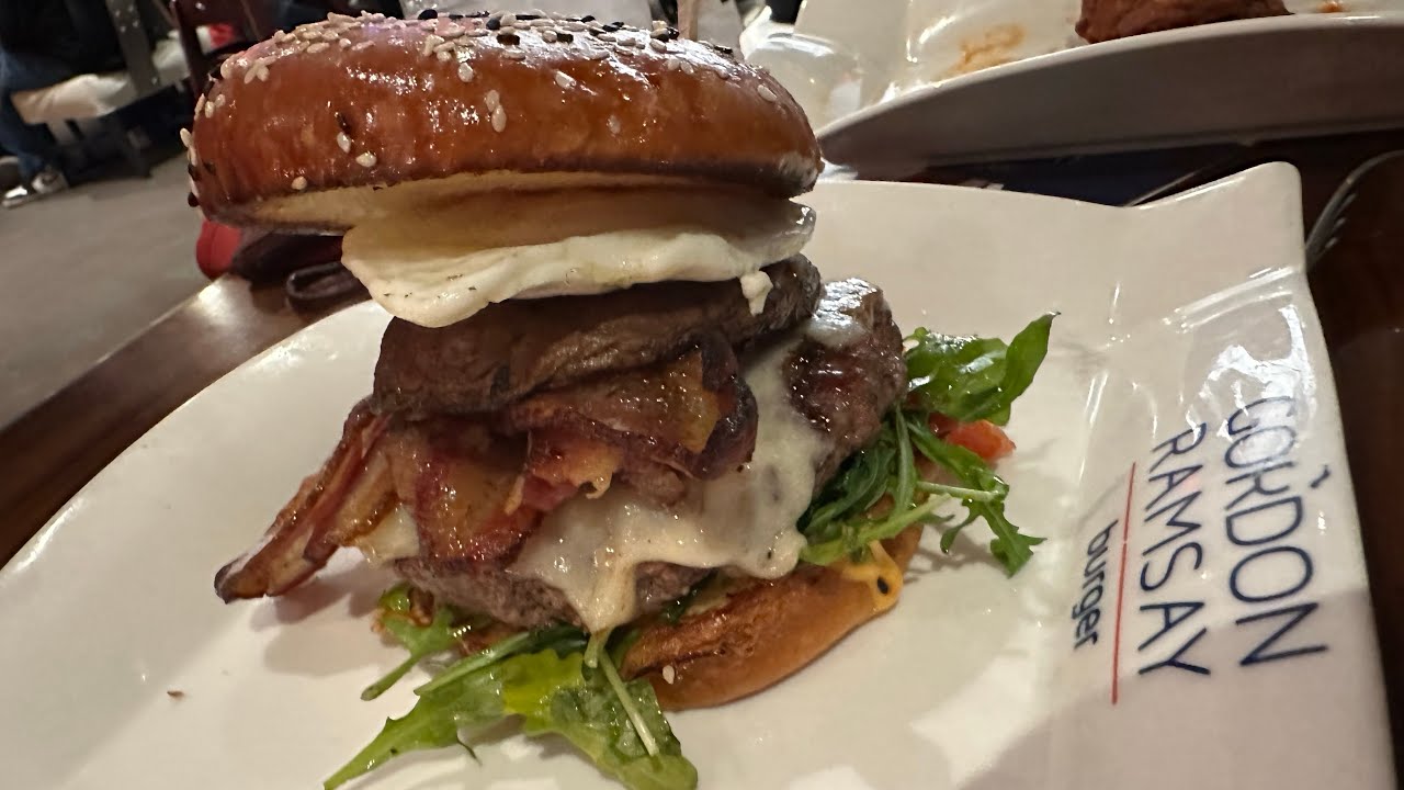 Gordon Ramsay’s Burger Experience; the “Celebration” portobello, bacon ...
