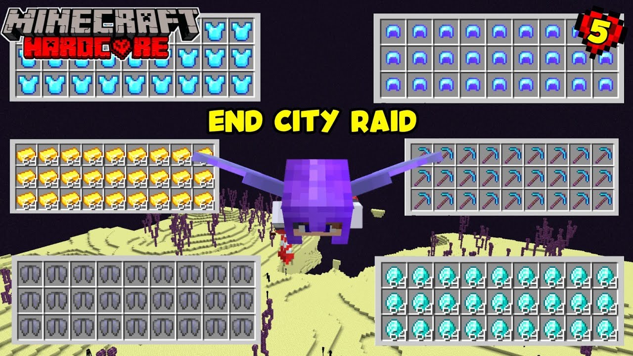 I Raided 50 END CITIES in Minecraft Hardcore (Hindi) - YouTube