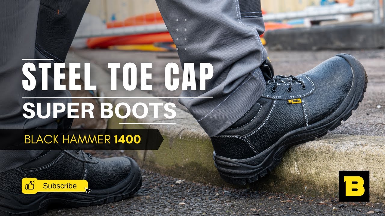 Black Hammer Mens Safety Boots Steel Toe Cap Steel Midsole Lightweight ...