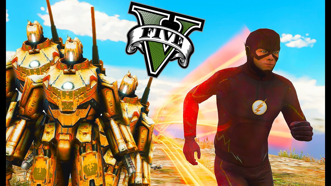 GTA 5 PC - The Flash VS Robot Army ! Superhero Gameplay ! (The Flash ...