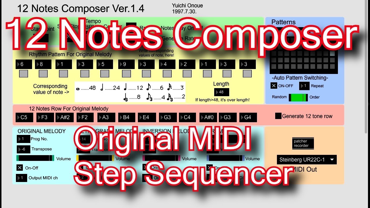 12 Notes Composer - Original MIDI Step Sequencer runs on cycling74 MAX ...
