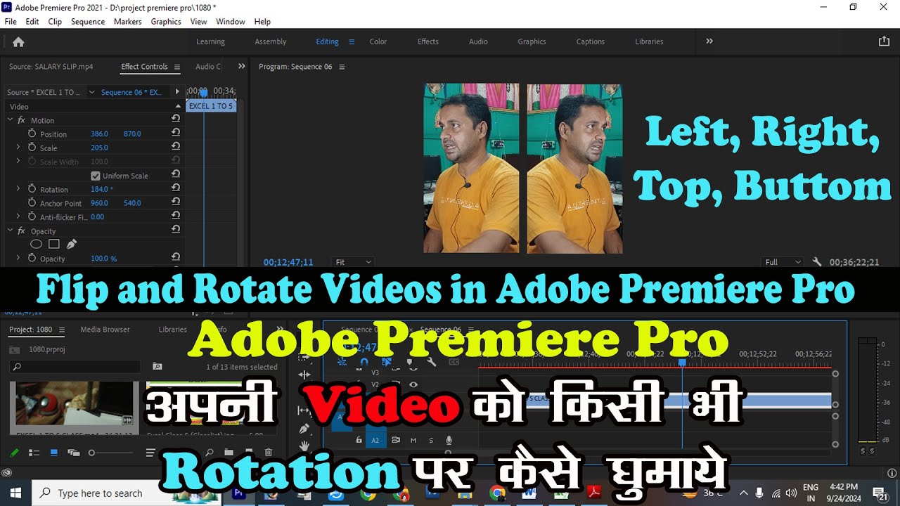 Flip and Rotate Videos in Adobe Premiere Pro | Rotate video in abobe ...