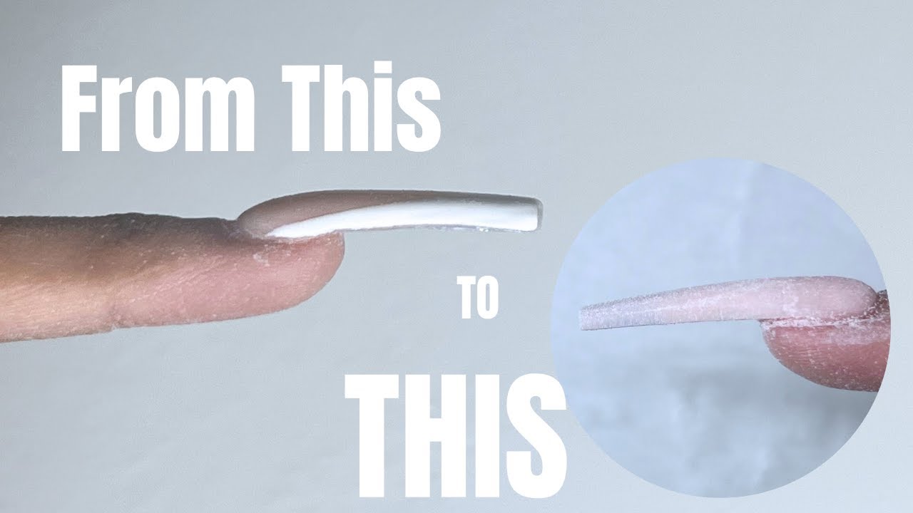 How to debulk acrylic nails - YouTube