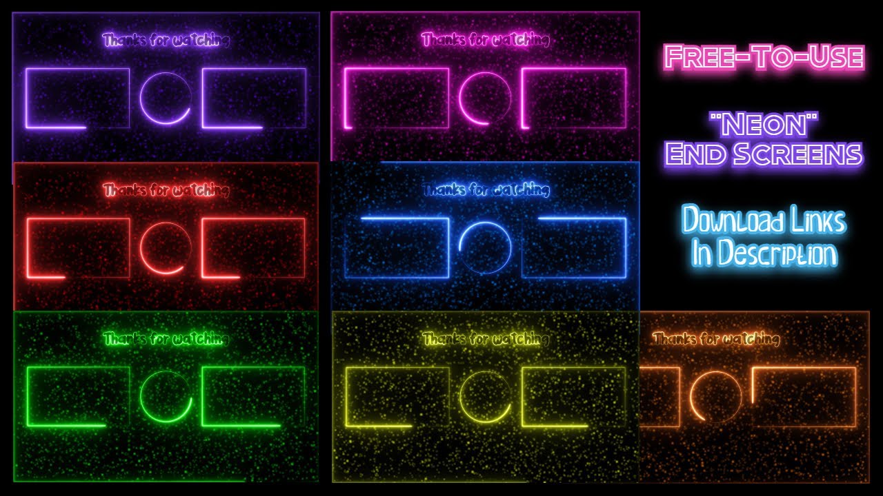 No Copyright Neon End Screens | Free To Use for YouTube videos ...