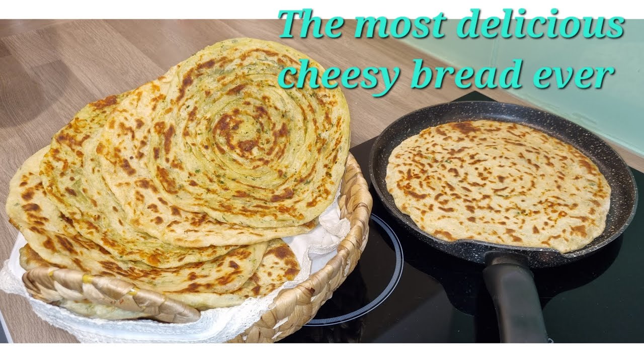 Delicious Paratha bread with cheese and pesto suace inside نان خانگی ...
