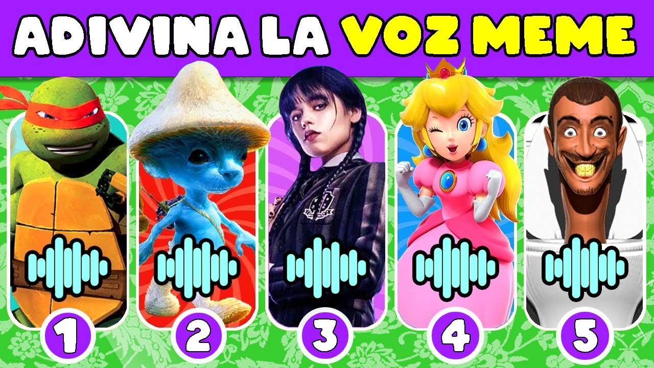 🔊Adivina la Voz Meme 🎤 The Super Mario Bros, Wednesday, Smurf Cat ...