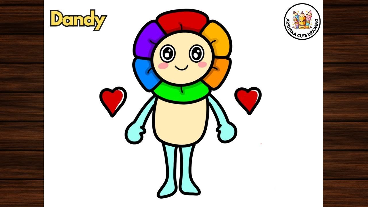 How to Draw Cute Dandy from Dandy's World Easy Step by Step | Arshaka ...