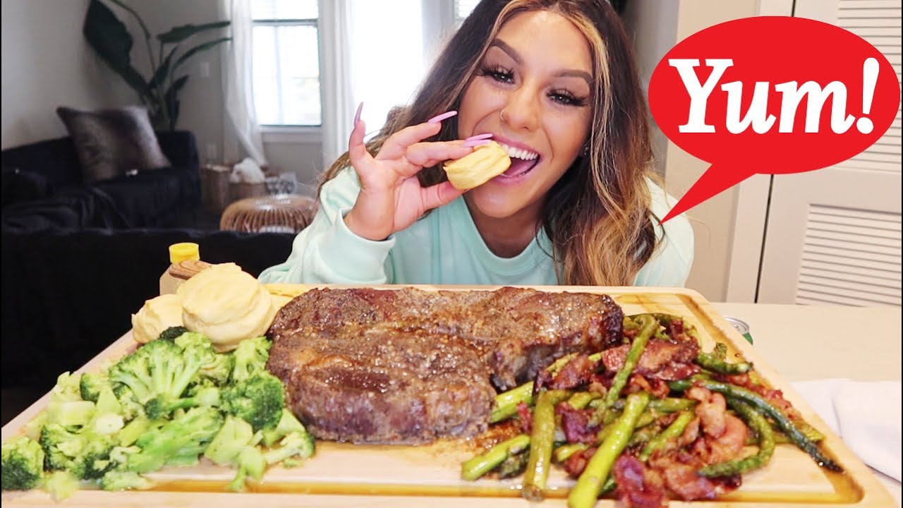 Huge Steak Mukbang🥩 - YouTube