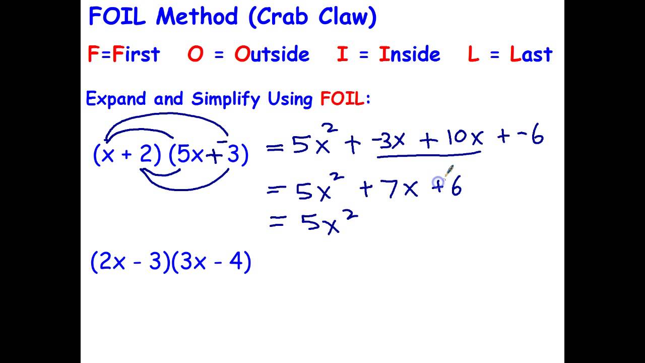 Expanding A Binomial X A Binomial Using FOIL YouTube Expanding A Binomial X A Binomial Using FOIL YouTube