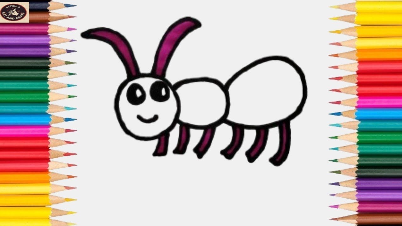 How To Draw Easy Ant🐜||Ant Drawing Colouring Easy Step by step for kids ...