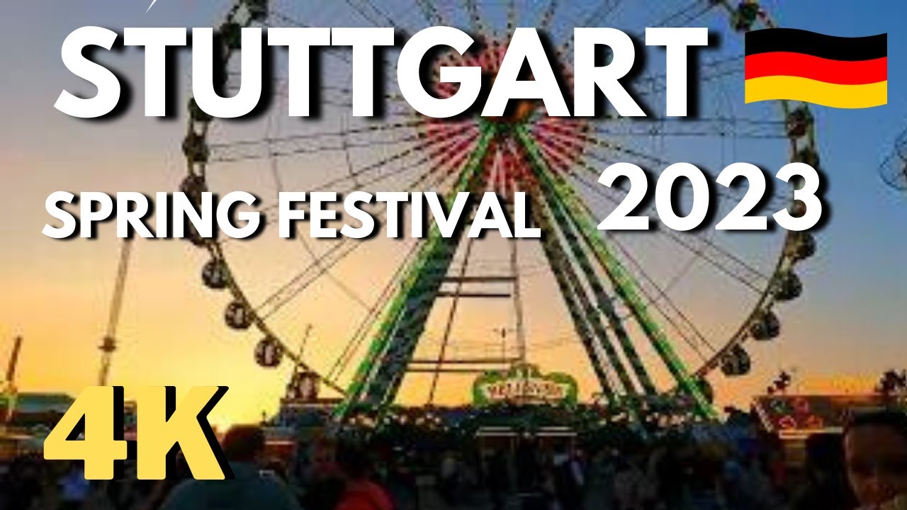 Walking at the Spring Festival of Stuttgart, Germany, 4k, Walkthrough ...