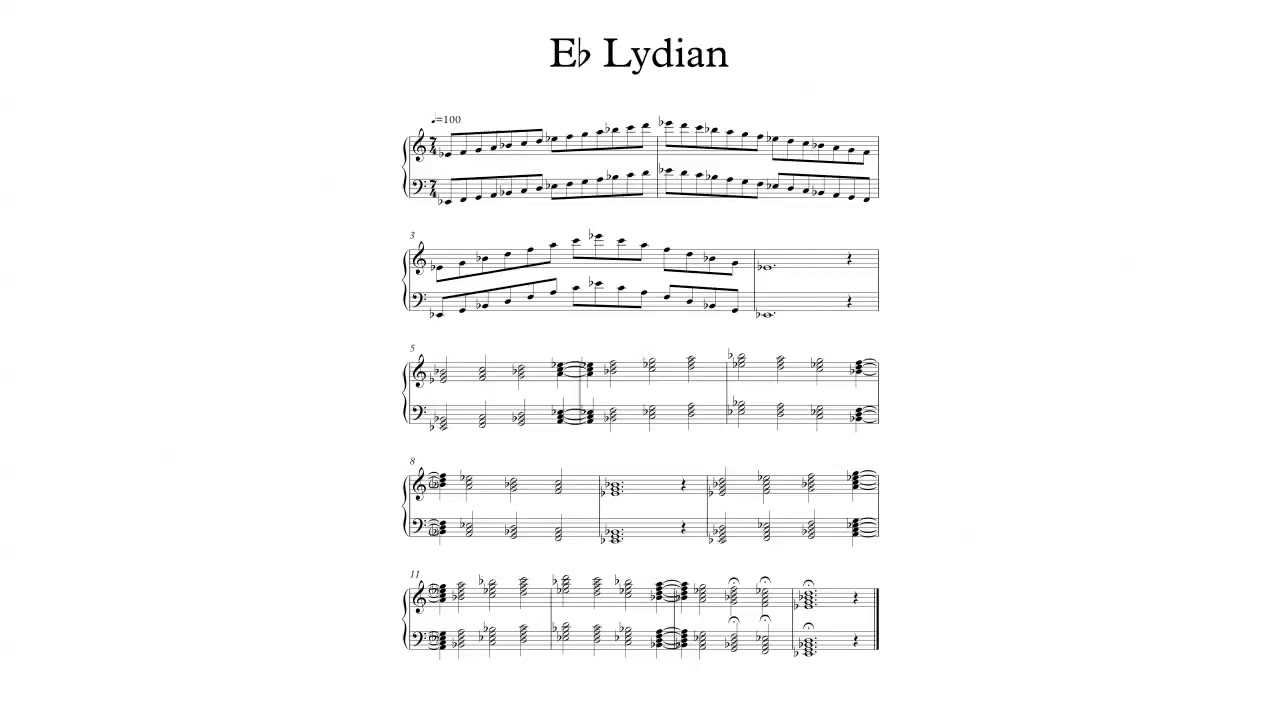Eb Lydian Scale and Chords - YouTube