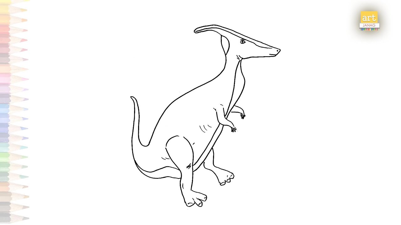 Dinosaur Parasaurolophus drawing easy | Animal sketches | How to draw ...