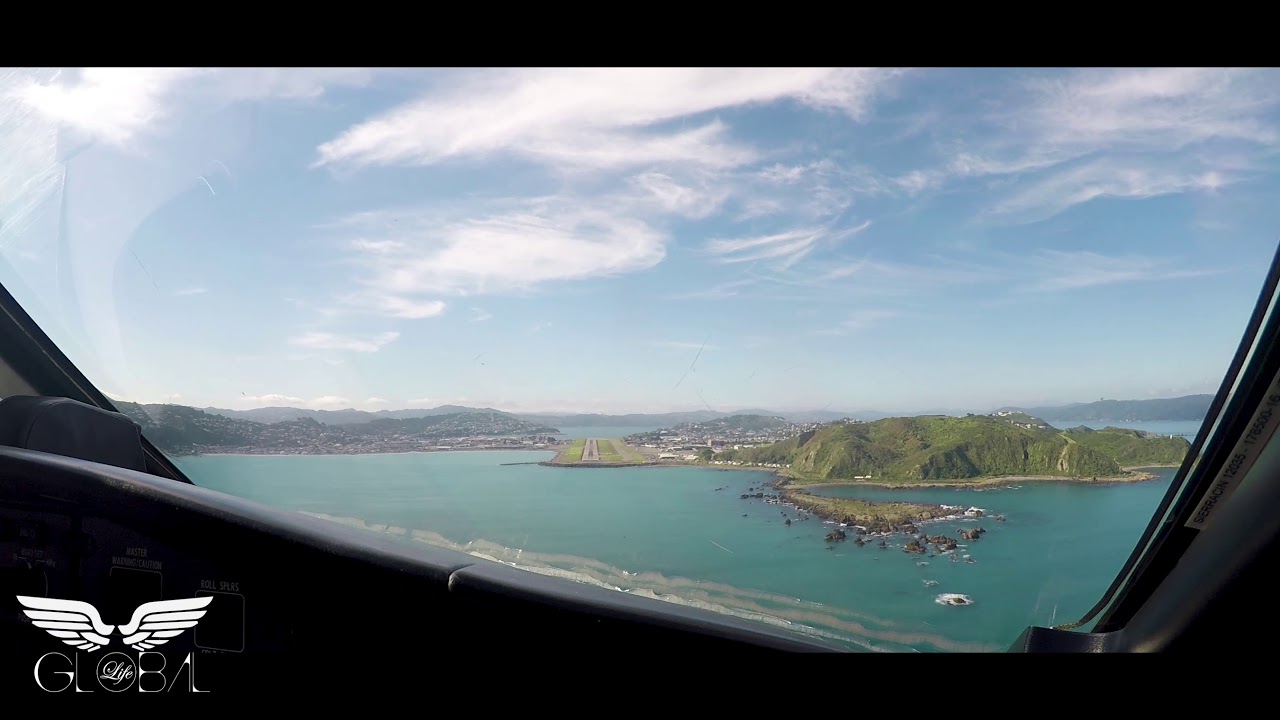 Landing in Wellington New Zealand - Global Express Cockpit View - YouTube