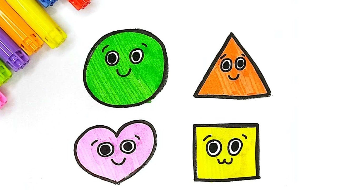 Easy Drawing Cute Shapes for Kids step by step - YouTube