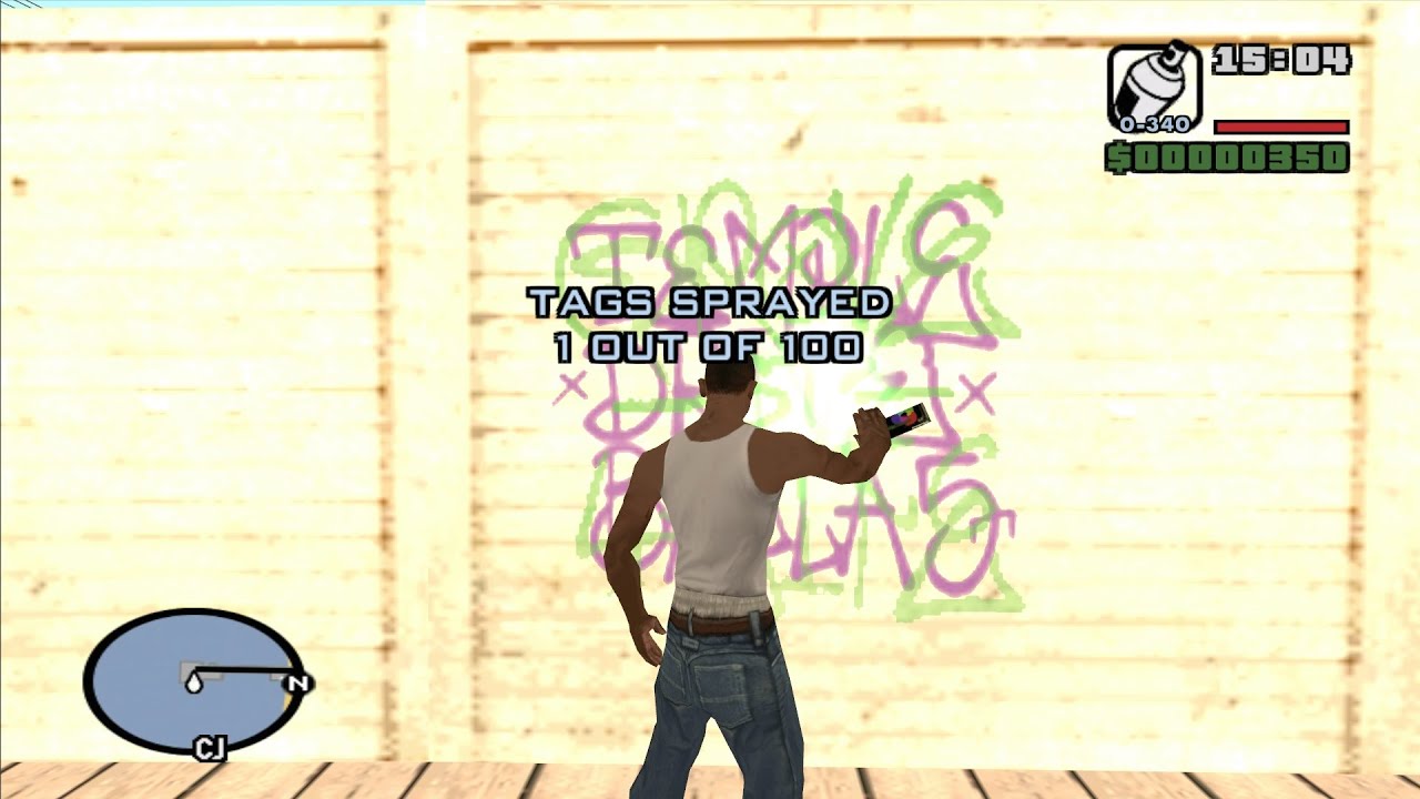 How to spray Gang Tag #91 at the beginning of the game - GTA San ...