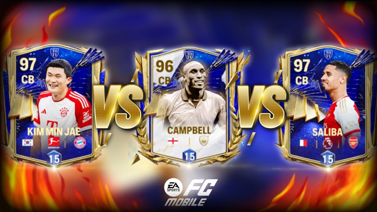 BEST CB | 95 Saliba vs 94 Campbell vs 95 Kim fc mobile - YouTube