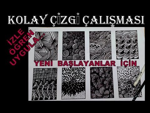 ZENTANGLE  Kolay Çizgi Çalışmaları. Yeni başlayanlar için. EASY LINE - PATTERN WORK