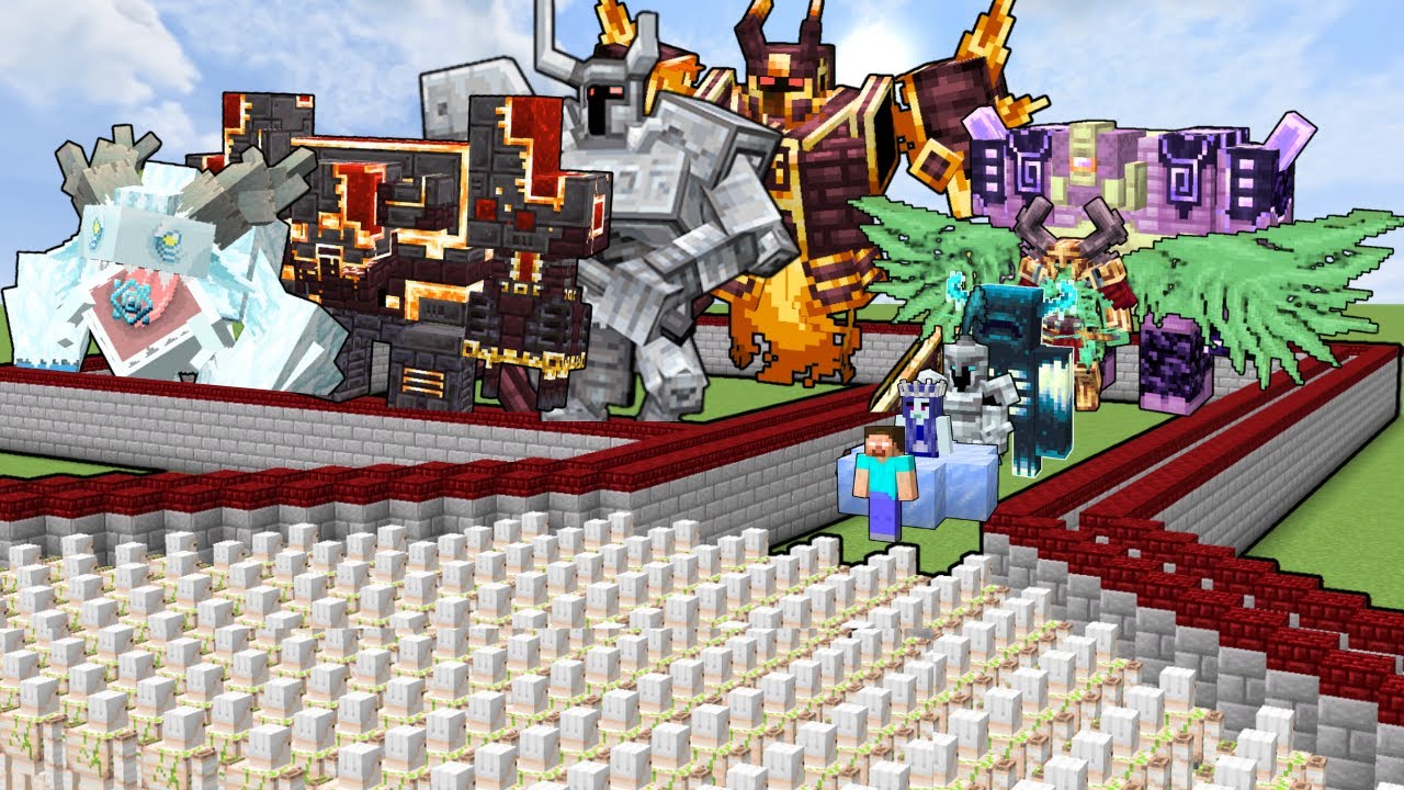 IRON GOLEM ARMY DEATHRUN (EVERY MINECRAFT BOSS MOB) - YouTube