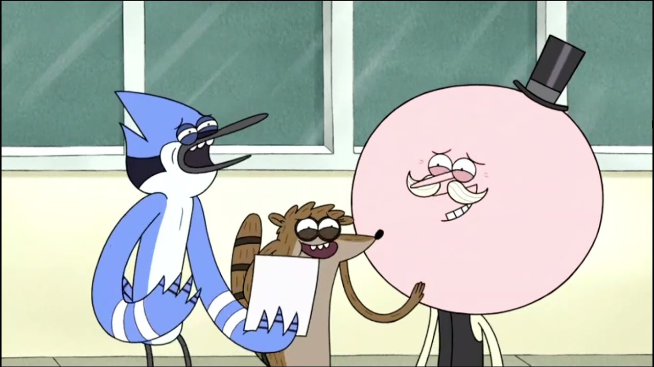 Regular Show - Mordecai, Rigby & Pops Laughing At A Picture Of Thomas ...