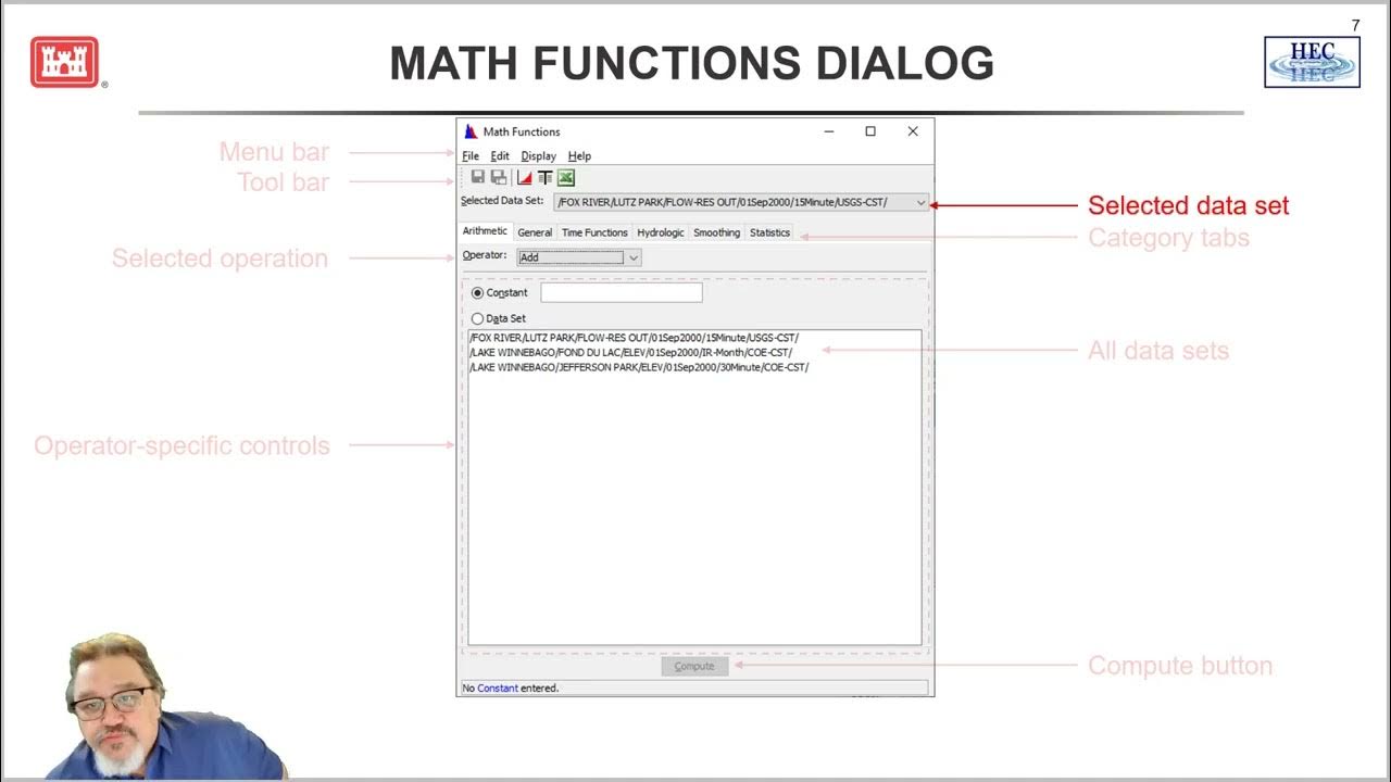 HEC-DSSVue Math Functions Lecture Session 2 (Math Functions Dialog) - YouTube
