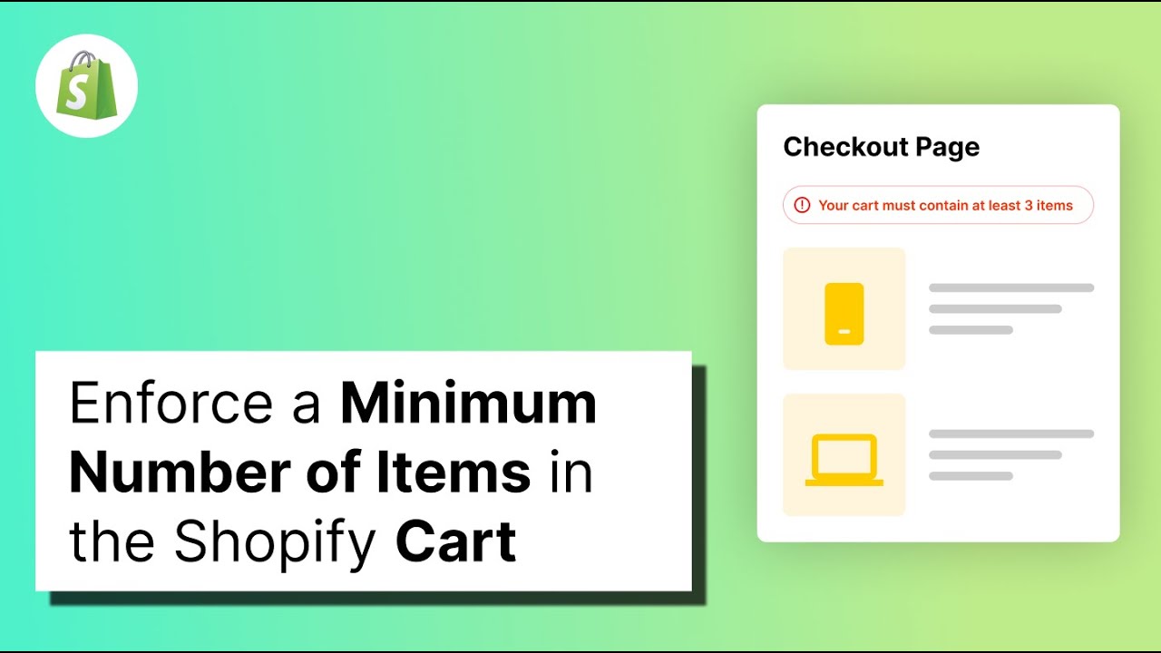 How to Enforce a Minimum Number of Items in the Shopify Cart (MOQ) | No ...