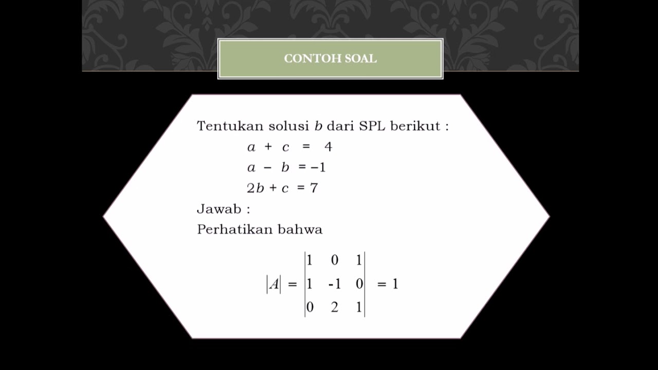 Penyelesaian SPL mengunakan invers matriks dan aturan cramer - YouTube