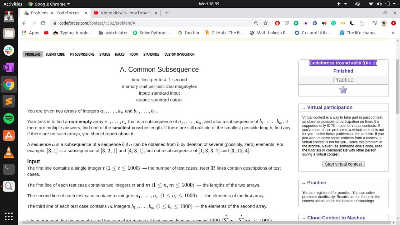 Common Subsequence Codeforces Round 658 Div 2 Youtube 8023