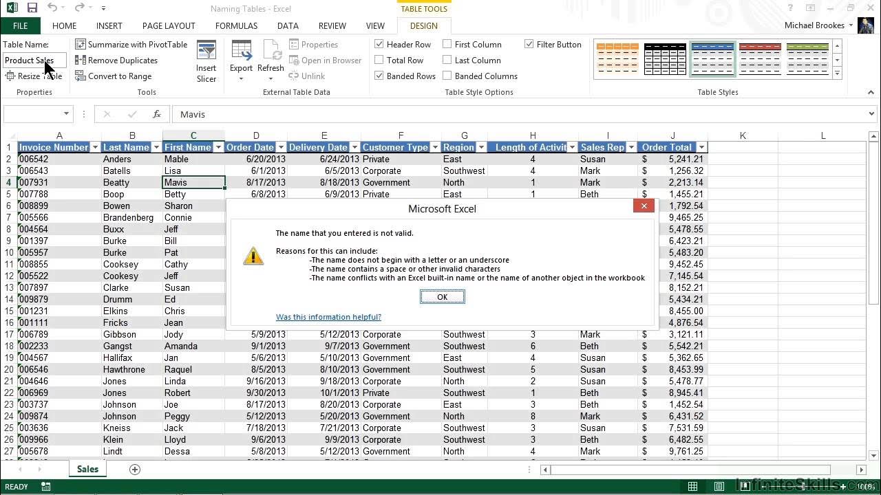 Microsoft Excel - Tables Deep Dive Tutorial | Naming Tables - YouTube