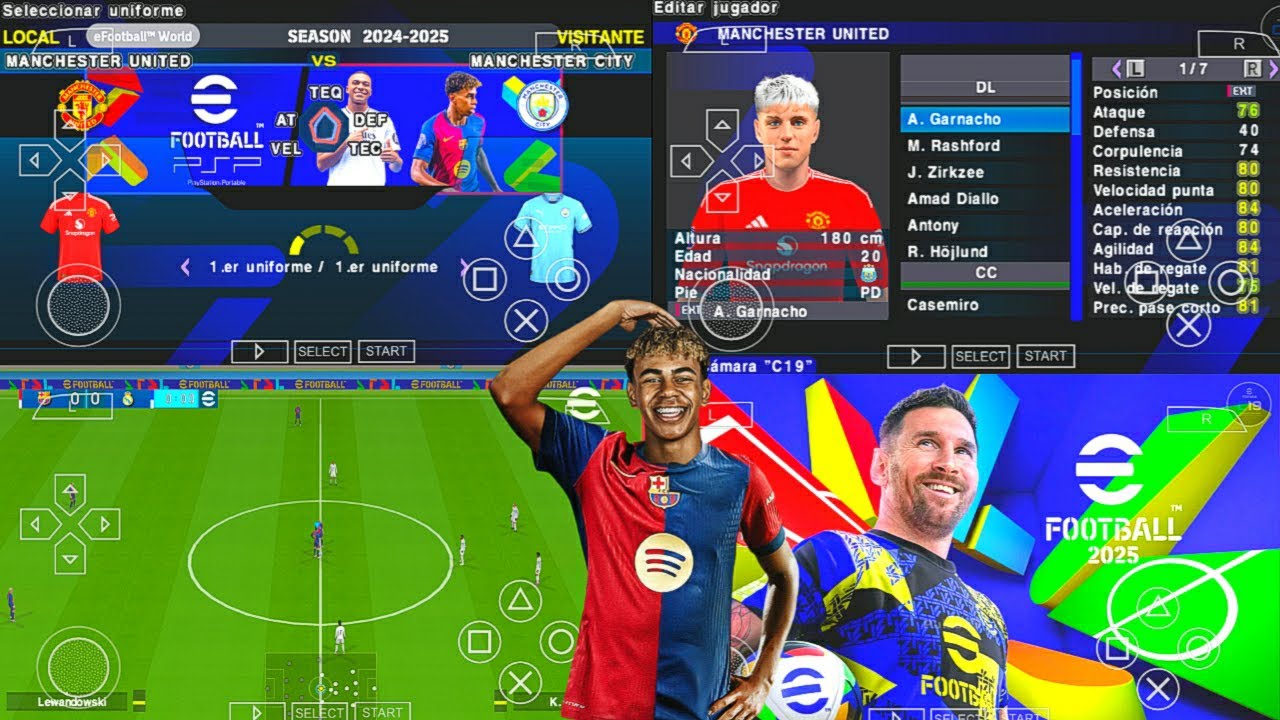 eFOOTBALL PES 2025 PPSSPP ISO NO TEXTURES & NO SAVE DATA NEW KITS 2024/ ...